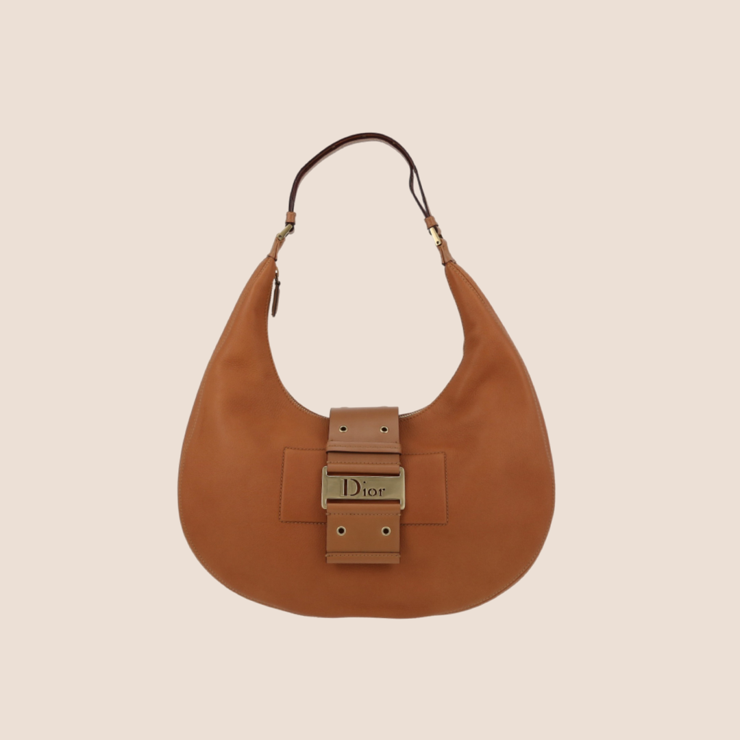 CHRISTIAN DIOR 2003 BROWN LEATHER STREET CHIC HALF MOON HOBO BAG – RDB