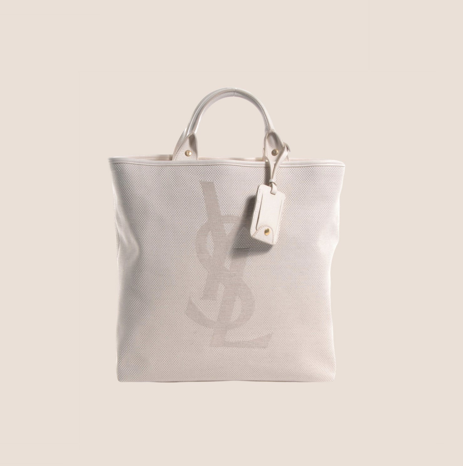 YVES SAINT LAURENT CREAM CANVAS YSL TOTE BAG – RDB