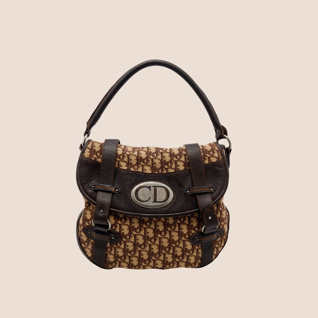 CHRISTIAN DIOR BEIGE & BROWN TROTTER CD TOTE BAG – RDB